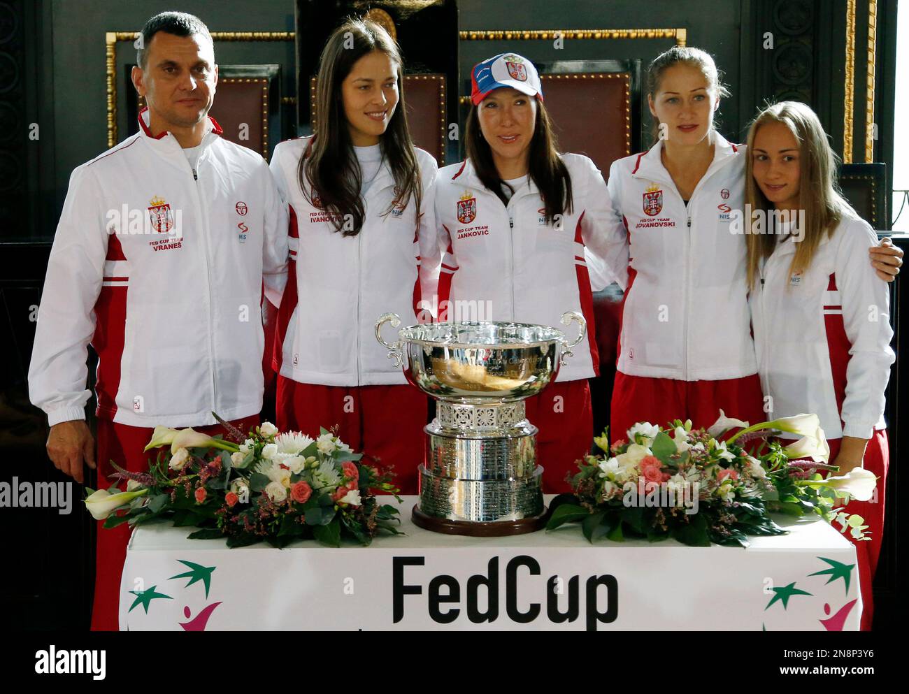 Serbia's team, left to right, Dejan Vranes, Ana Ivanovic, Jelene ...