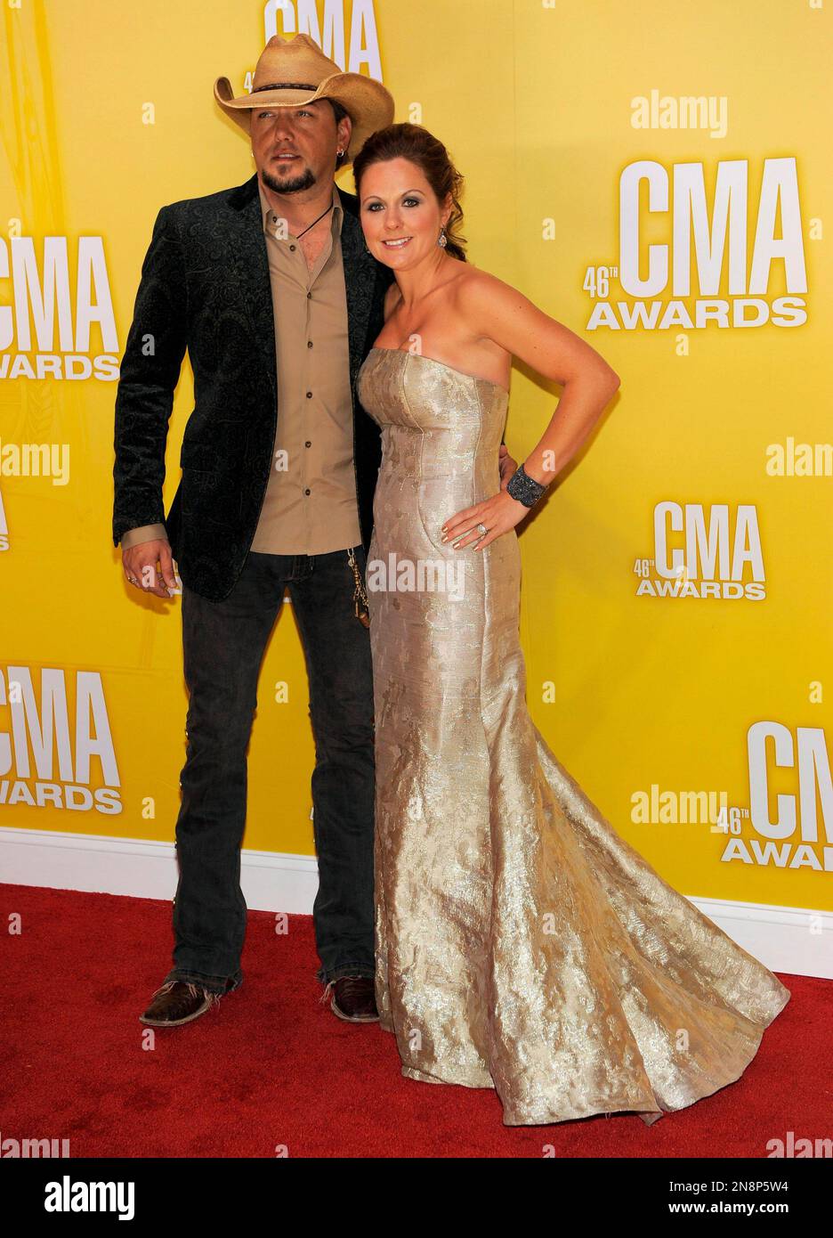 Jason Aldean, left, and Jessica Ussery Aldean arrive at the 46th Annual ...