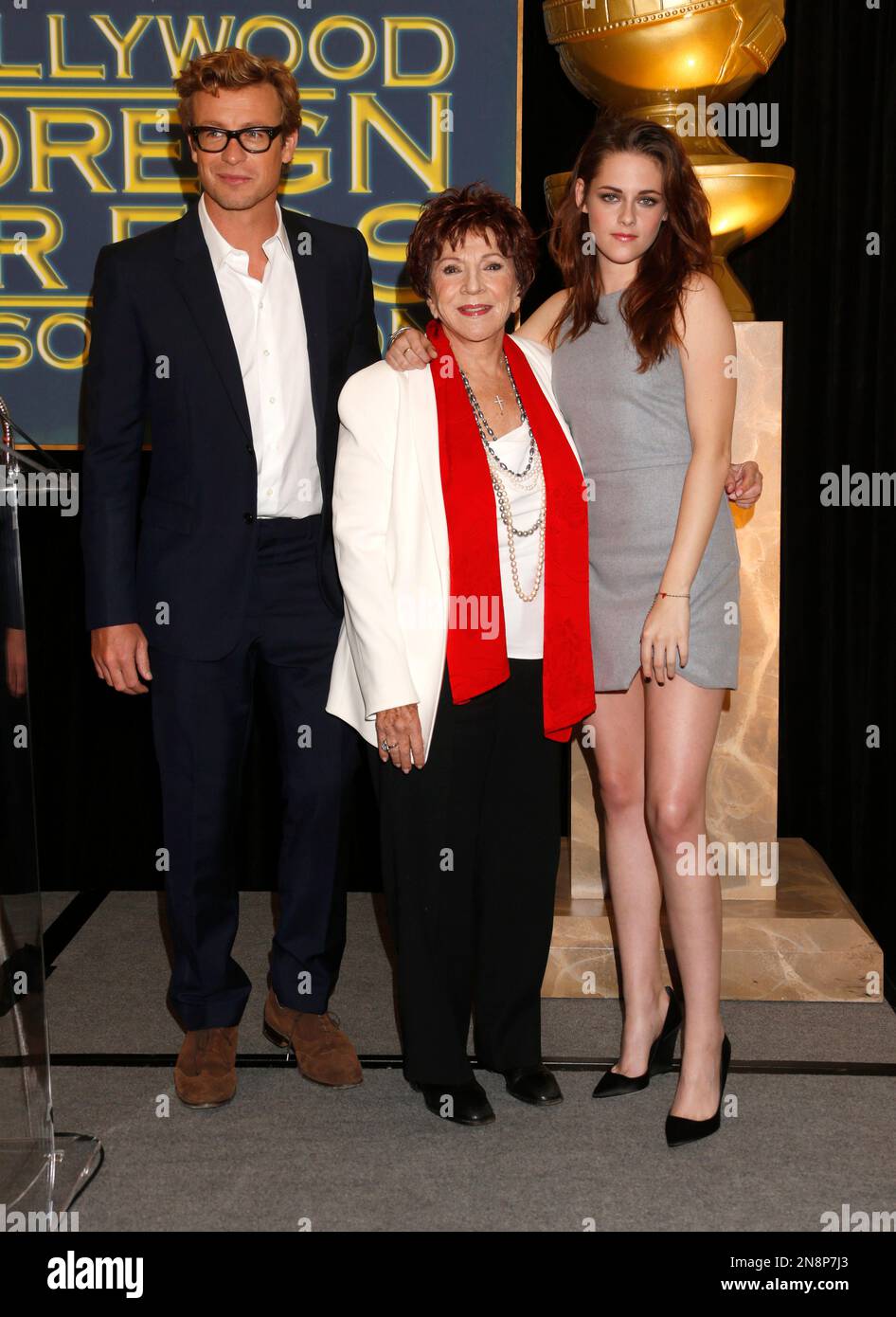 Simon Baker, HFPA President Dr. Aida Takla-O’Reilly and Kristen Stewart ...