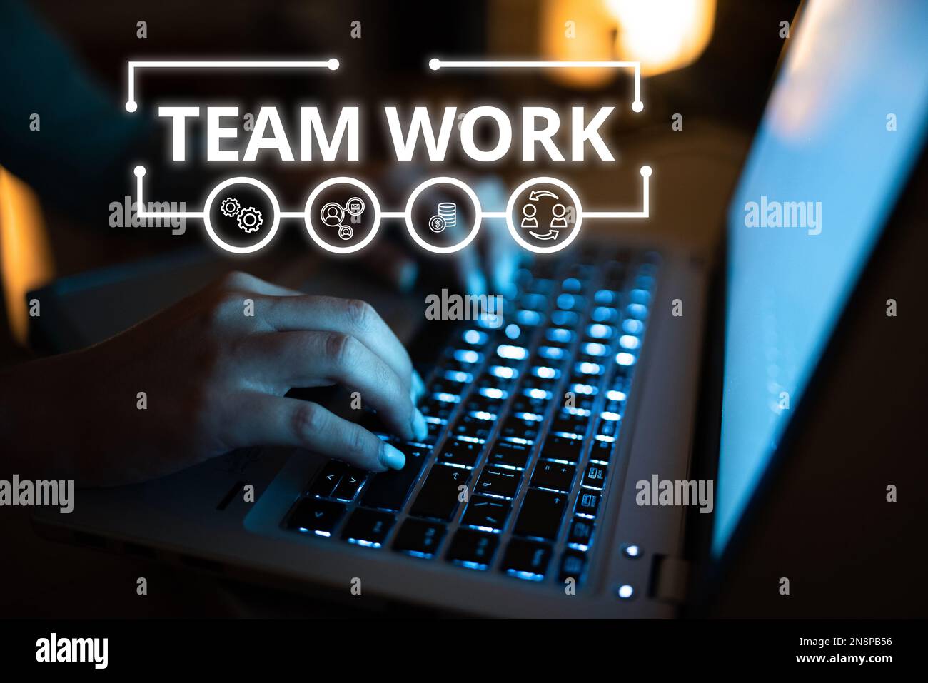 Text caption presenting Team Work. Business showcase Combined action of ...