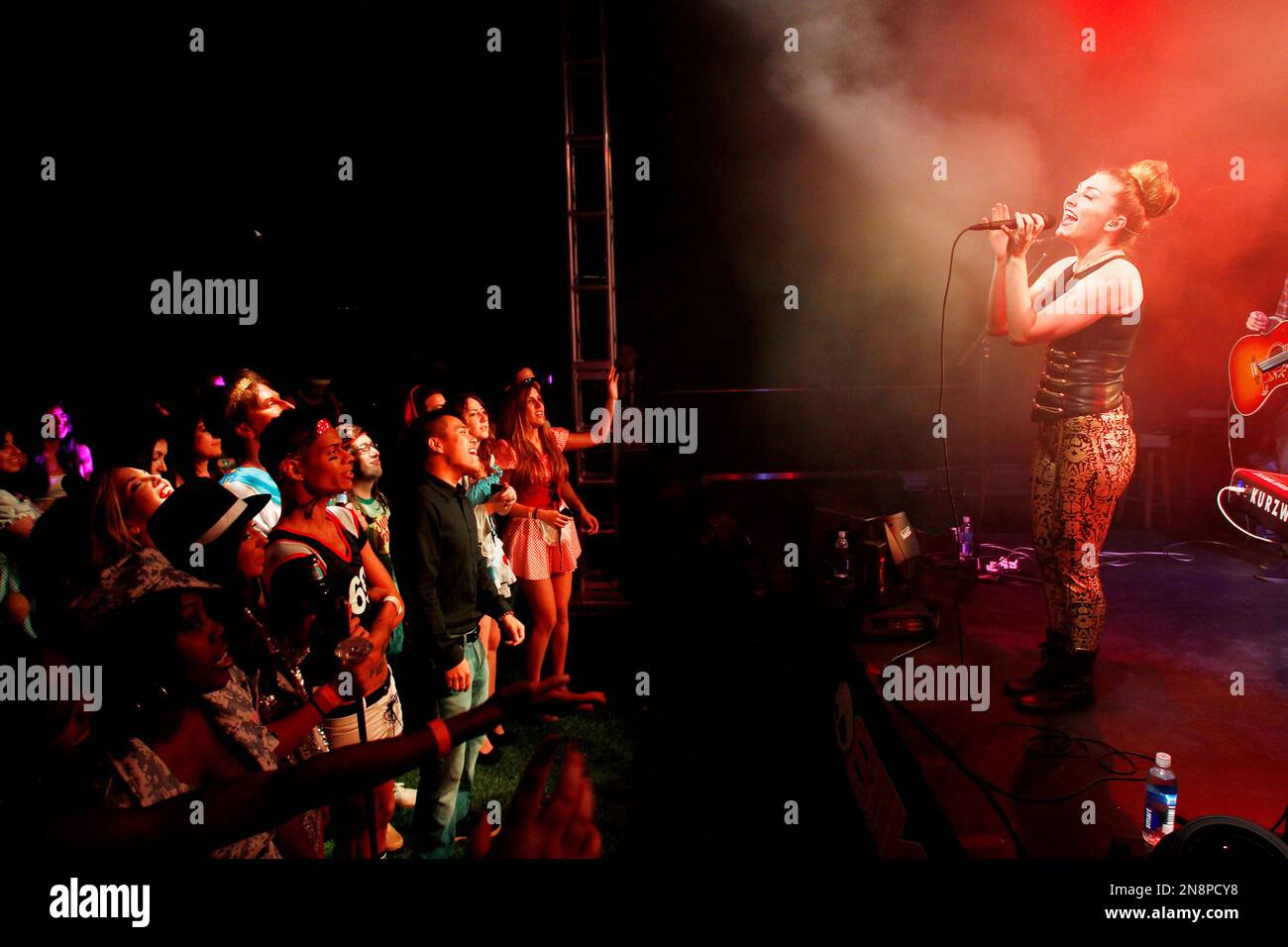 Amy Heidemann of Karmin performs at the KIIS FM Halloween Party at the ...