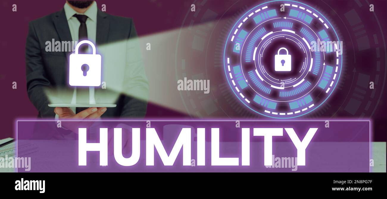 Text caption presenting Humility. Business concept being Humble is a ...