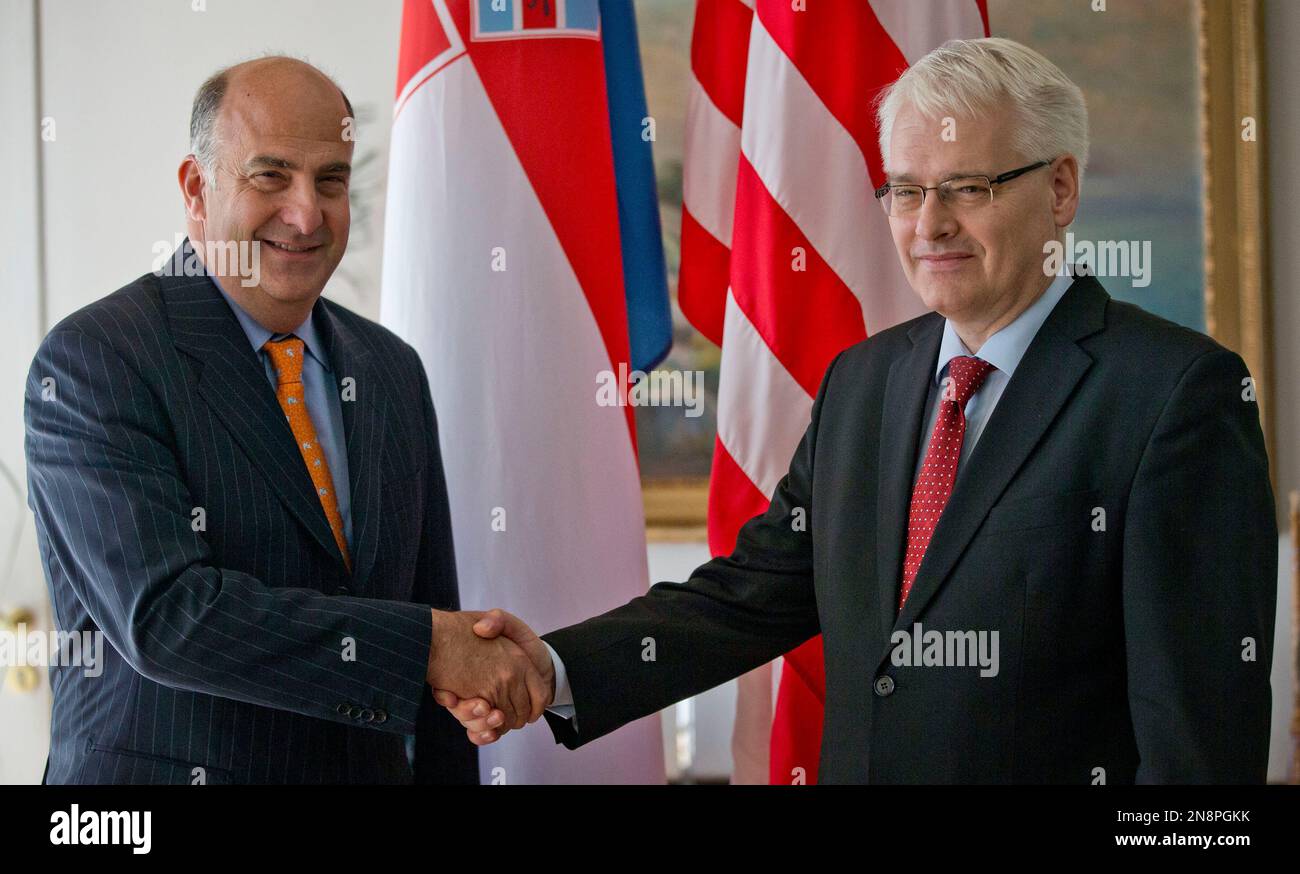 Newly appointed US ambassador to Croatia Kenneth H. Merten, left ...