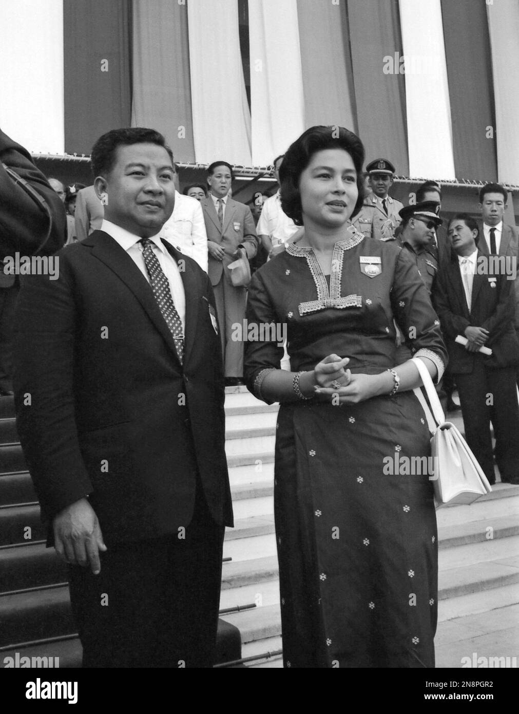 Prince Norodom Sihanouk and his wife Norodom Monineath shown around ...