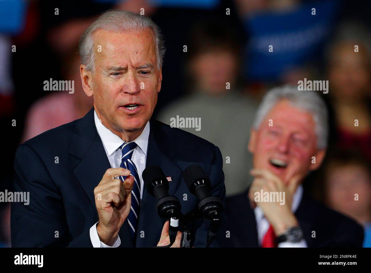 Former president Bill Clinton laughs as Vice President Joe Biden speaks ... Former president Bill Clinton laughs as Vice President Joe Biden speaks ...