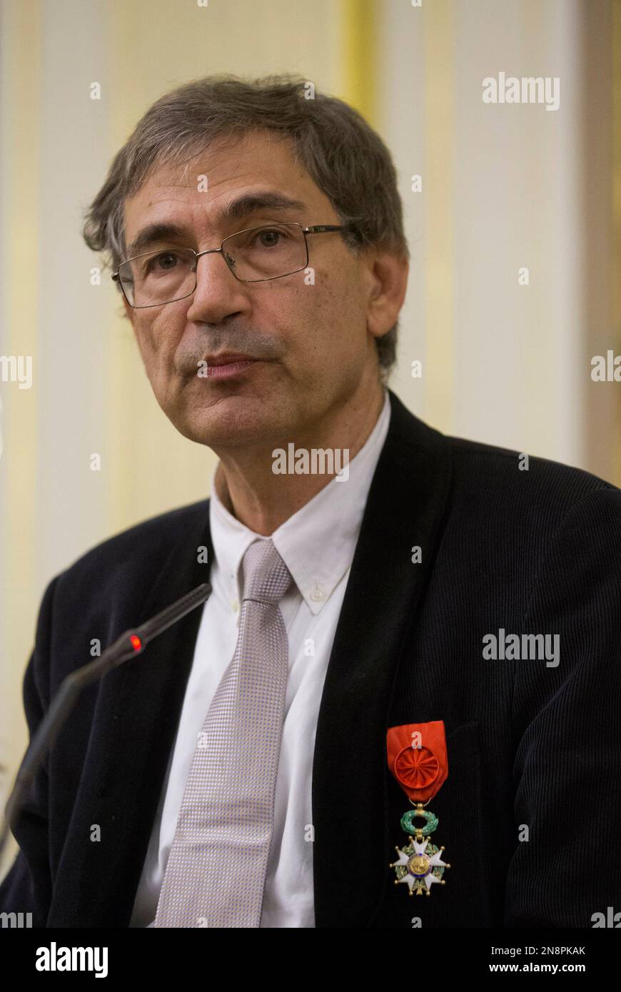 Orhan Pamuk, Turkish novelist and a Nobel Laureate, speaks after he was ...