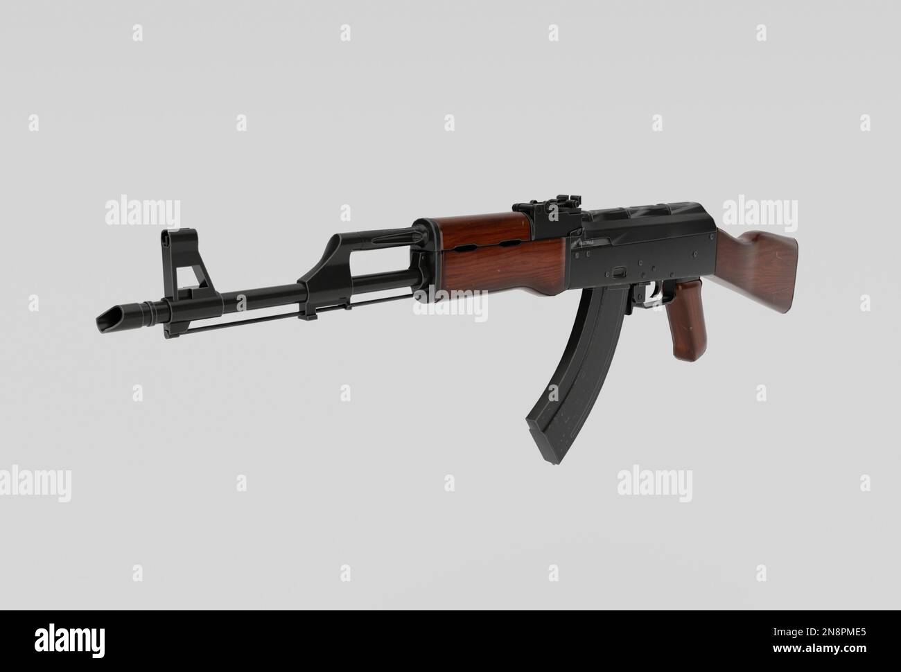 Assault Rifle gun weapon minimal 3d rendering on white background Stock ...