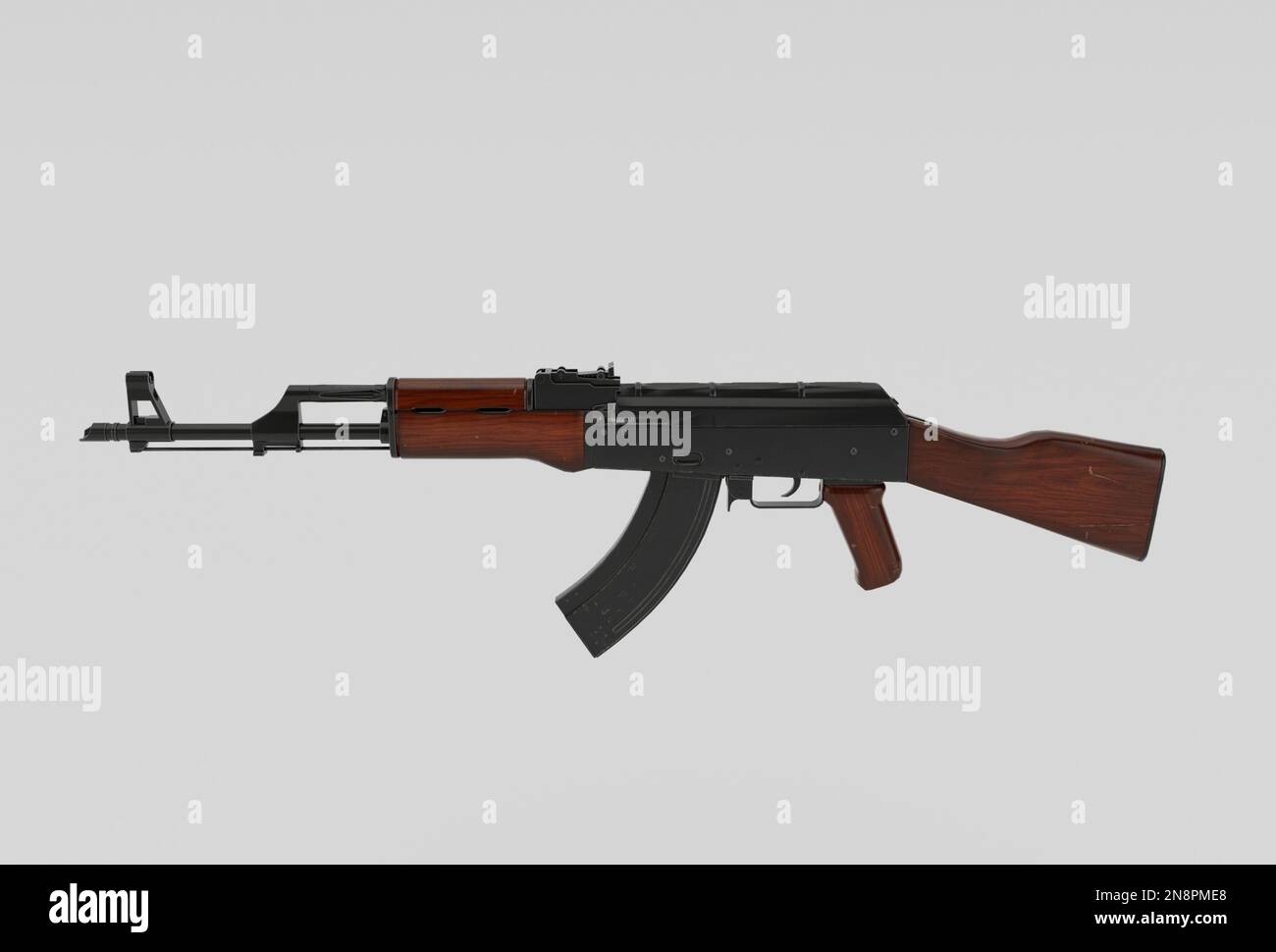 Assault Rifle gun weapon minimal 3d rendering on white background Stock ...