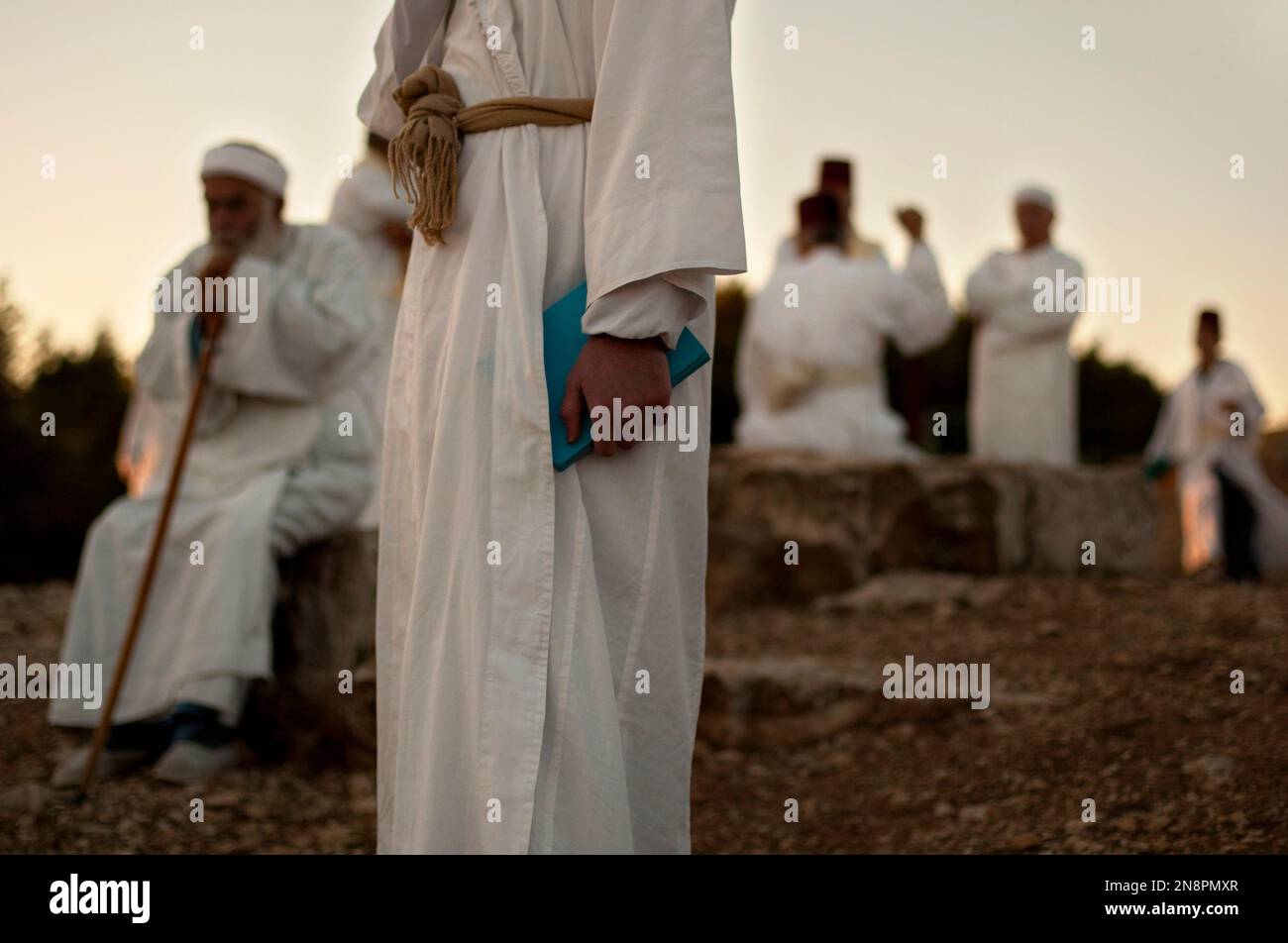 Members of the ancient Samaritan community, are seen during the ...