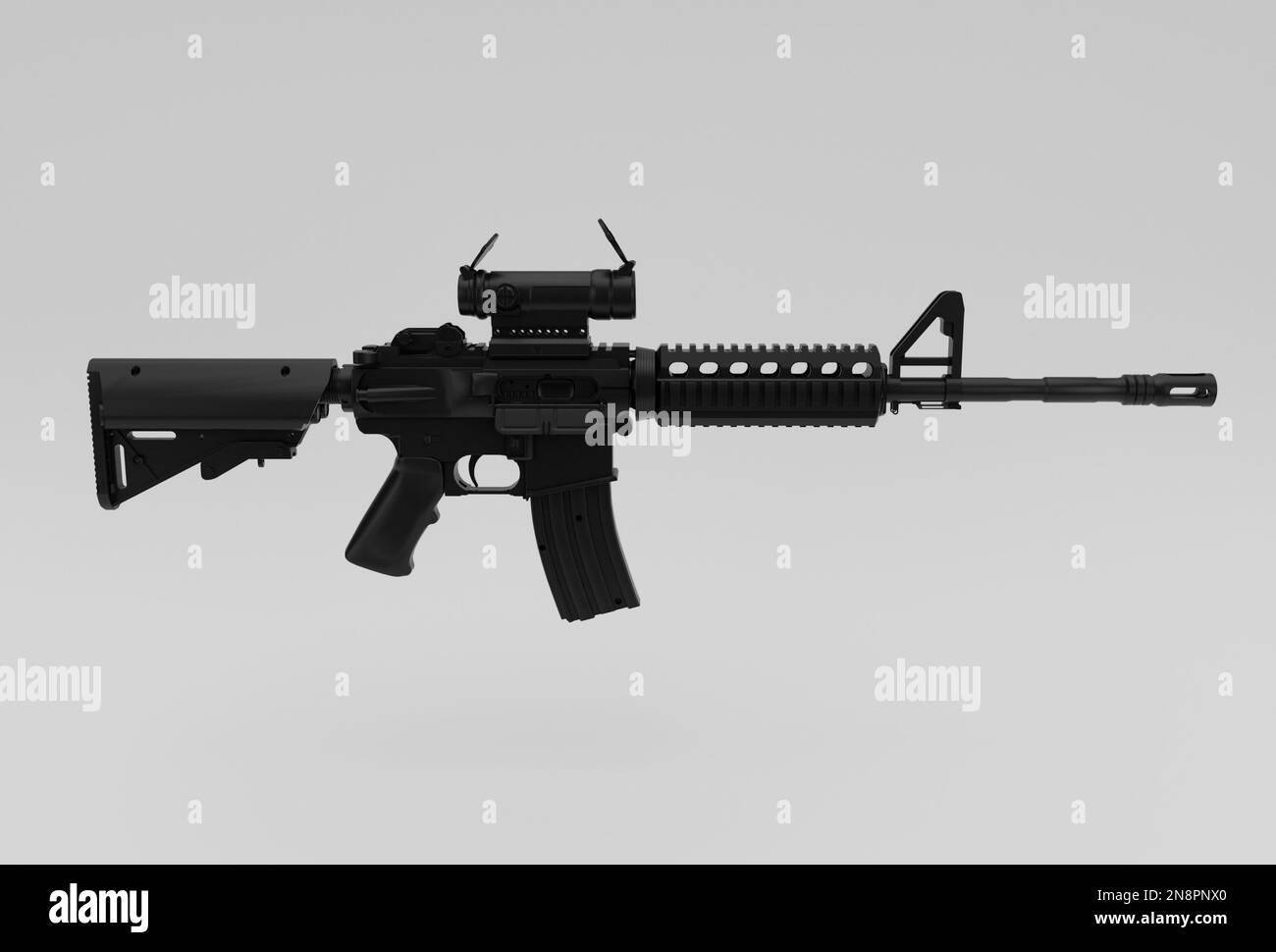 Assault Rifle weapon minimal 3d rendering on white background Stock ...