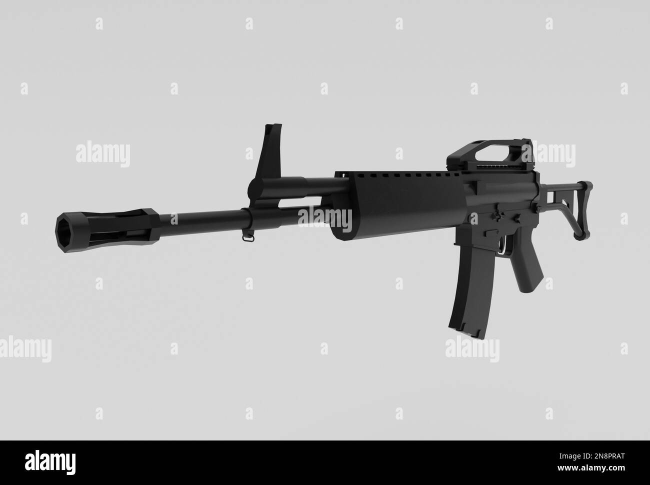 Assault Rifle weapon minimal 3d rendering on white background Stock ...