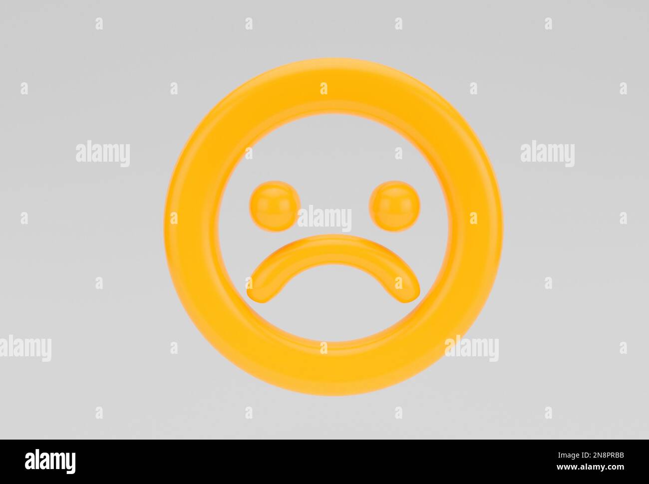 sad emoji minimal 3d rendering on white background Stock Photo - Alamy