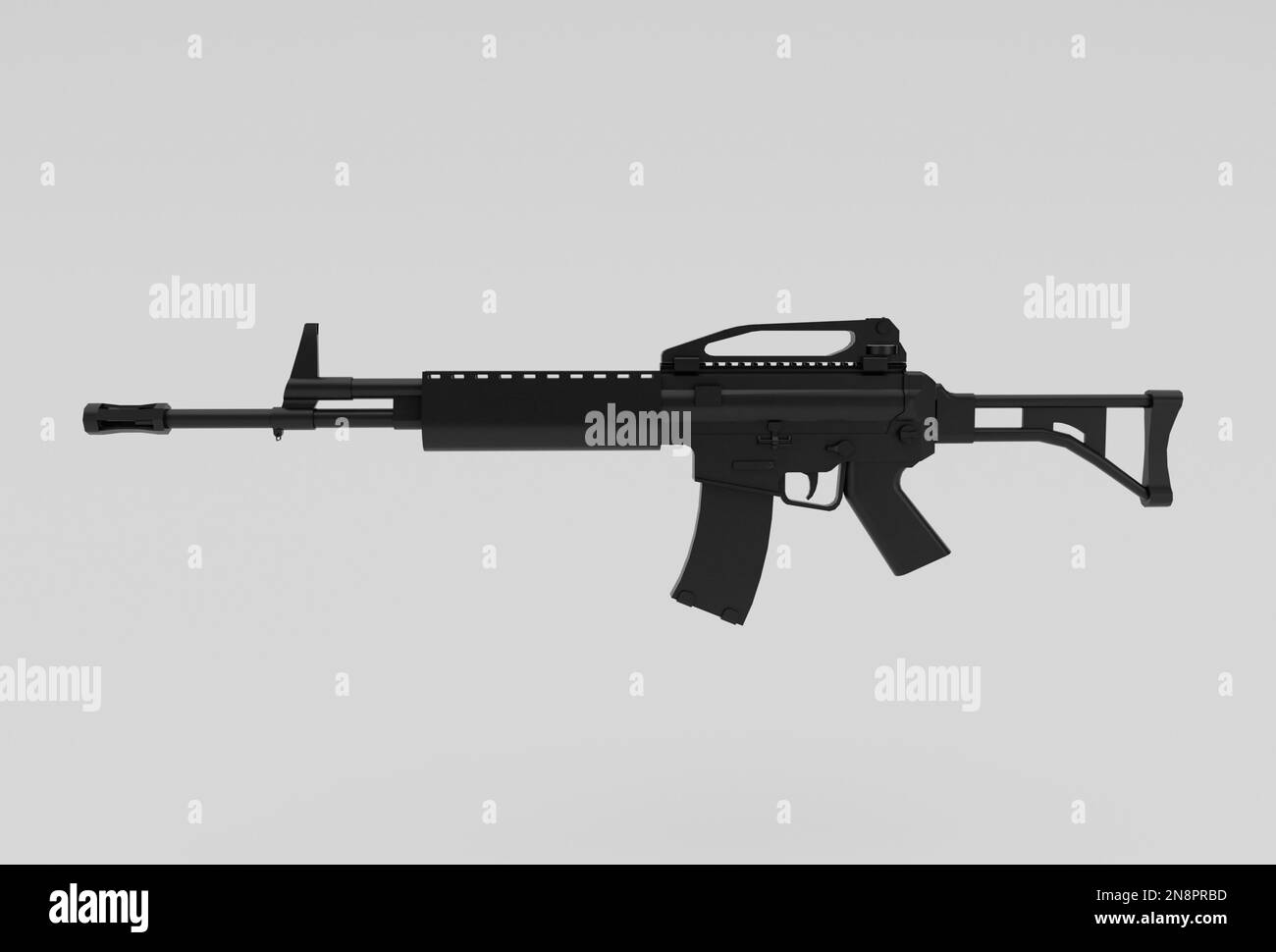 Assault Rifle weapon minimal 3d rendering on white background Stock ...