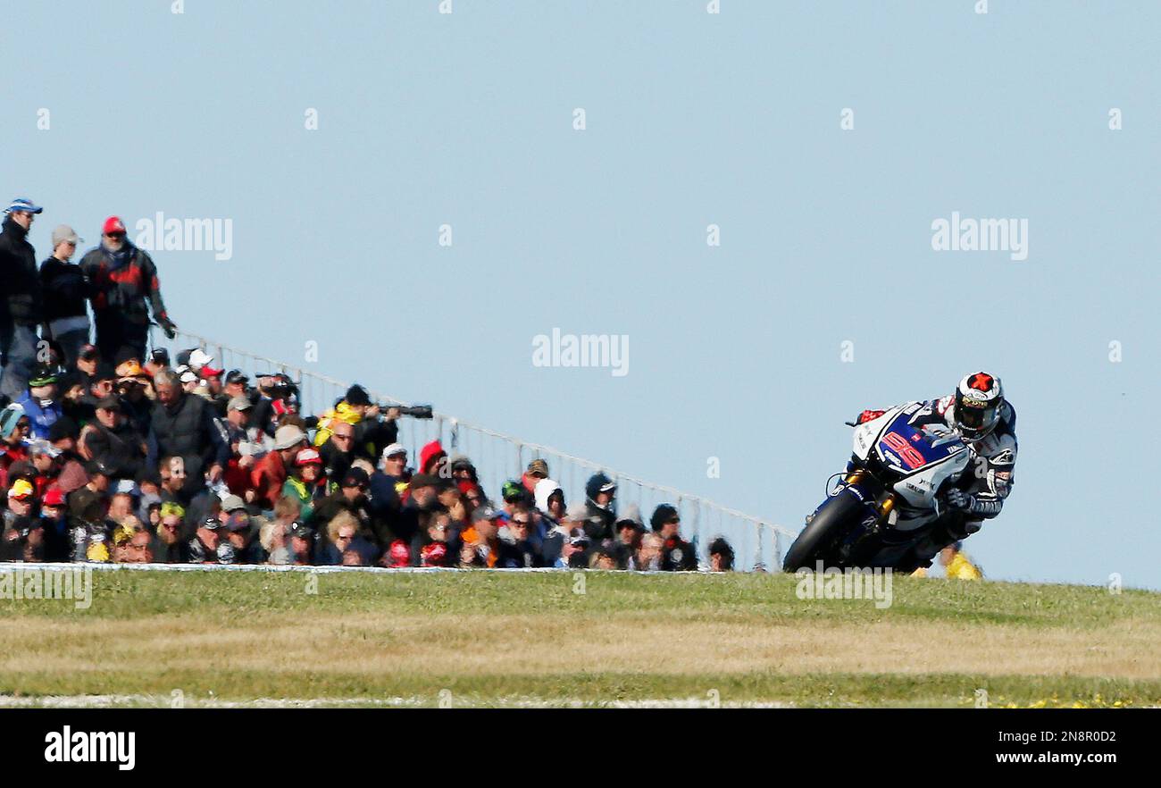 Jorge Lorenzo of Spain rides over Lucky heights, turn 9, during the ...