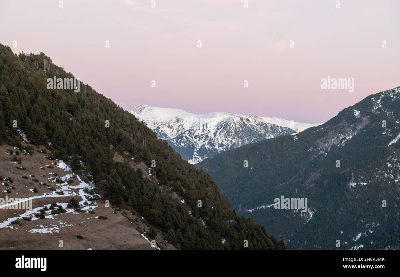 Countryside landscape in Andorra in the Pyrenees in Winter Stock Photo ...