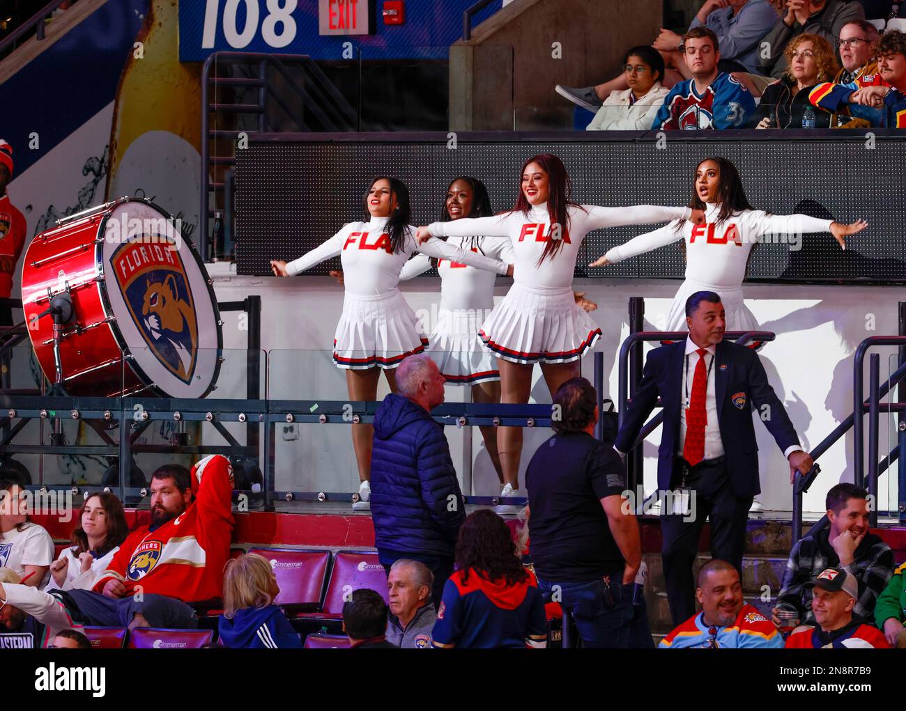 Florida Panthers cheerleaders perform during the third period of an NHL ...