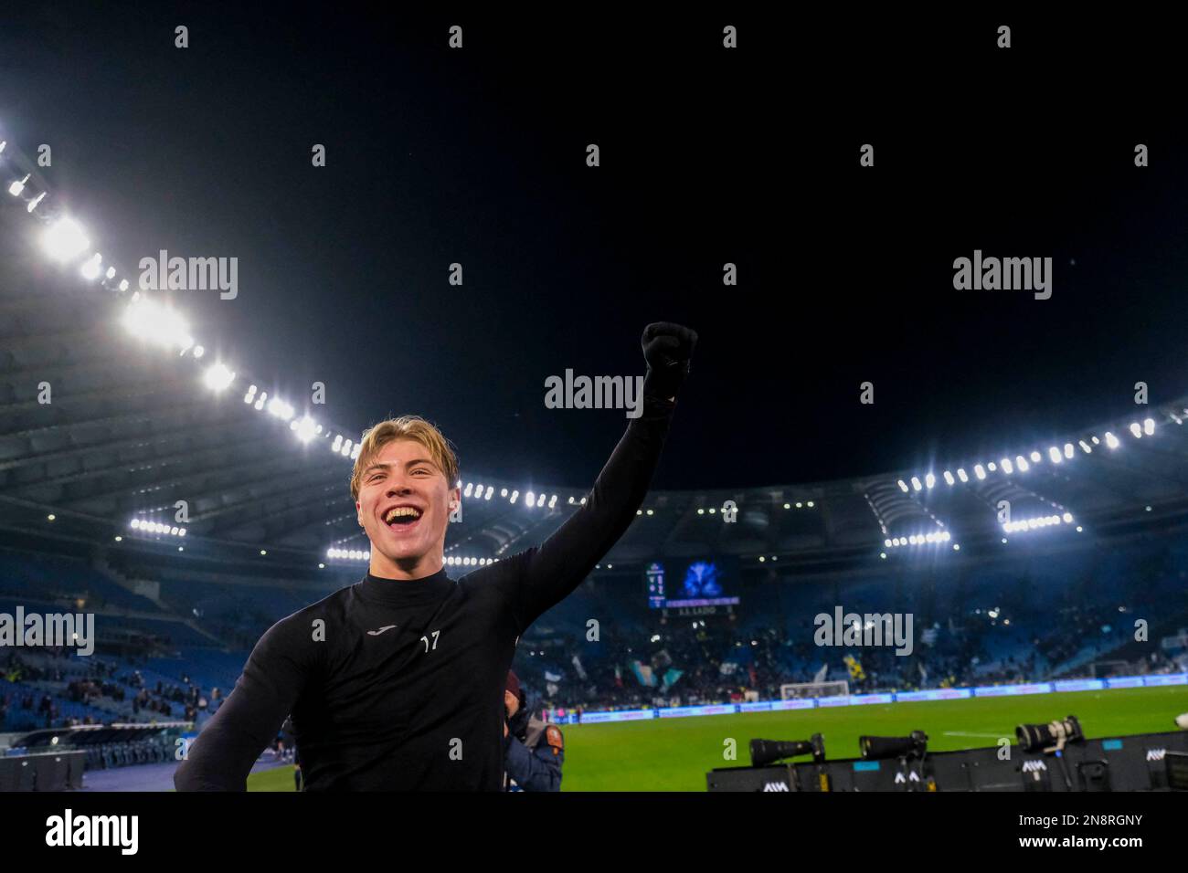 Atalanta's Danish forward Rasmus Hojlund celebrate victory match during ...
