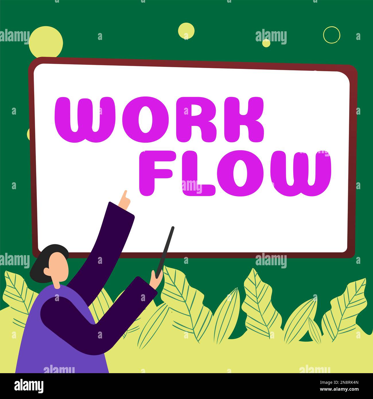 Conceptual caption Work Flow. Concept meaning Continuity of a certain task to and from an office ...