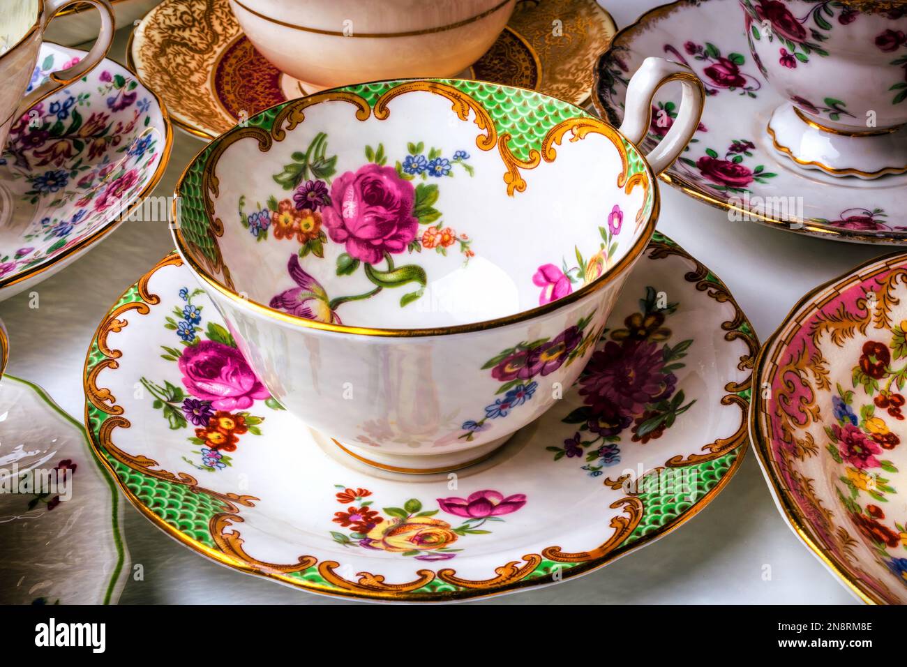 Antique Tea Cups Stock Photo - Alamy