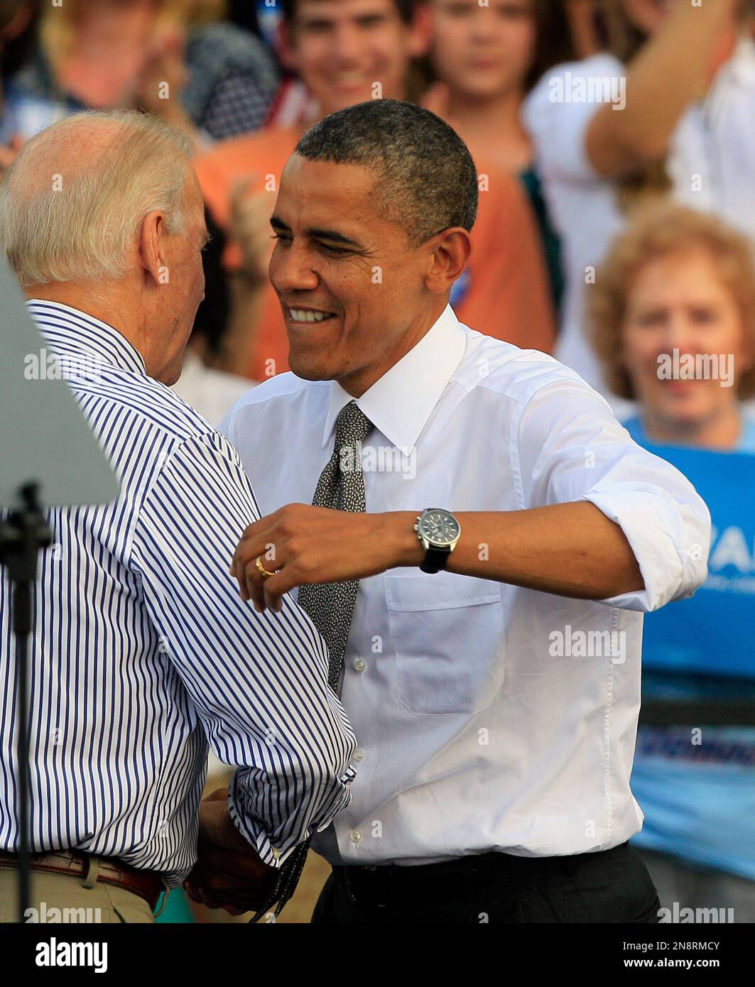 President Barack Obama hugs Vice President Joe Biden during a joint ...