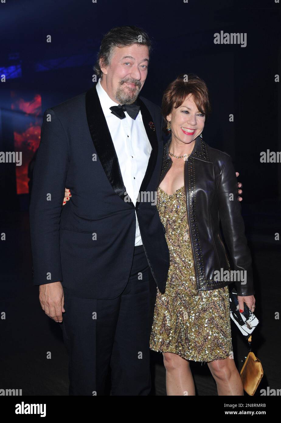 Stephen Fry, Kathy Lette poses at the world premiere of Skyfall James ...