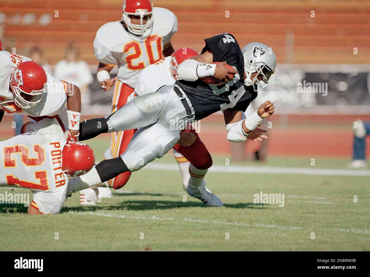 Los Angeles Raiders running back Bo Jackson goes for maximum yardage in ...