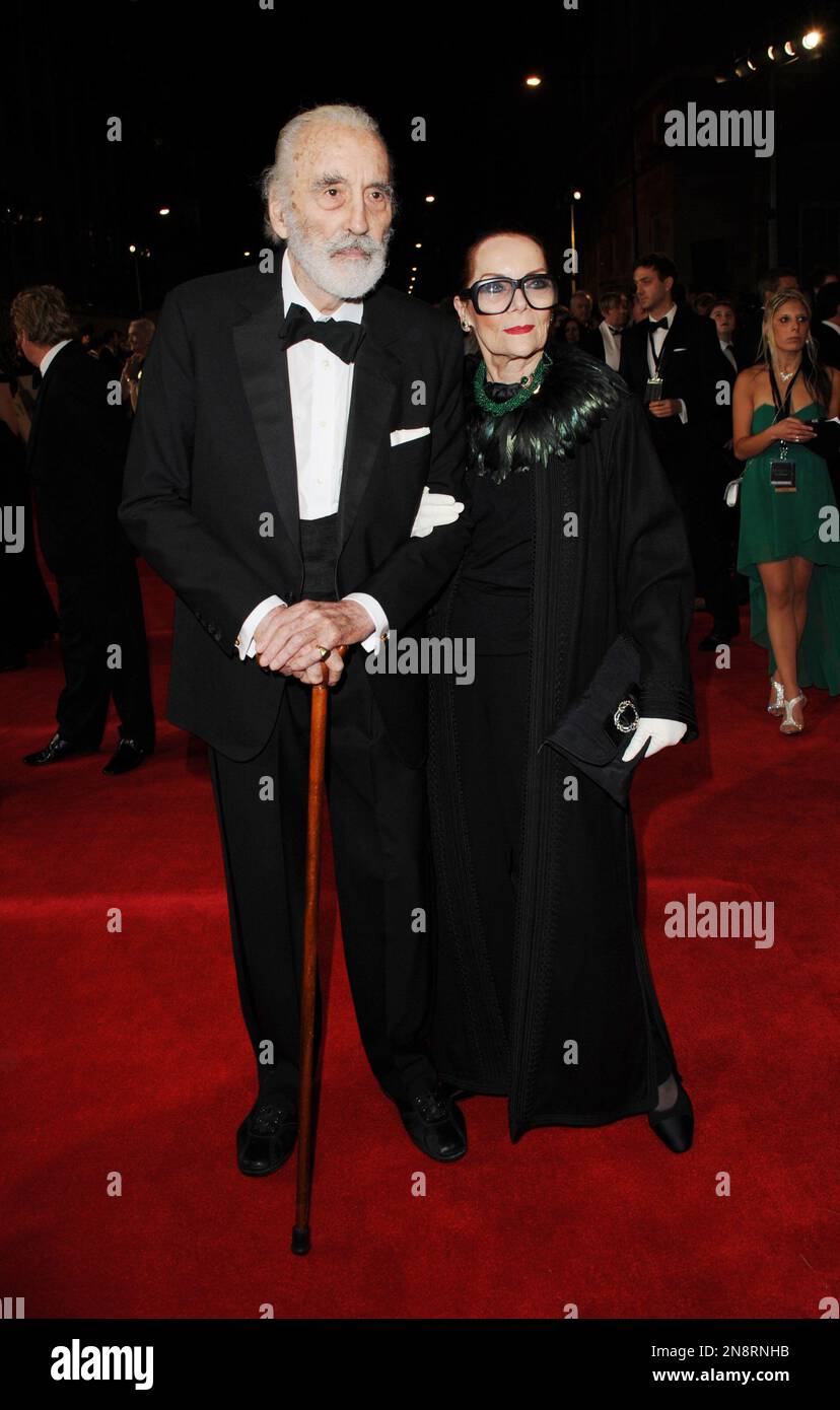 Sir Christopher Lee, Birgit Kroencke arrives at the world premiere of ...
