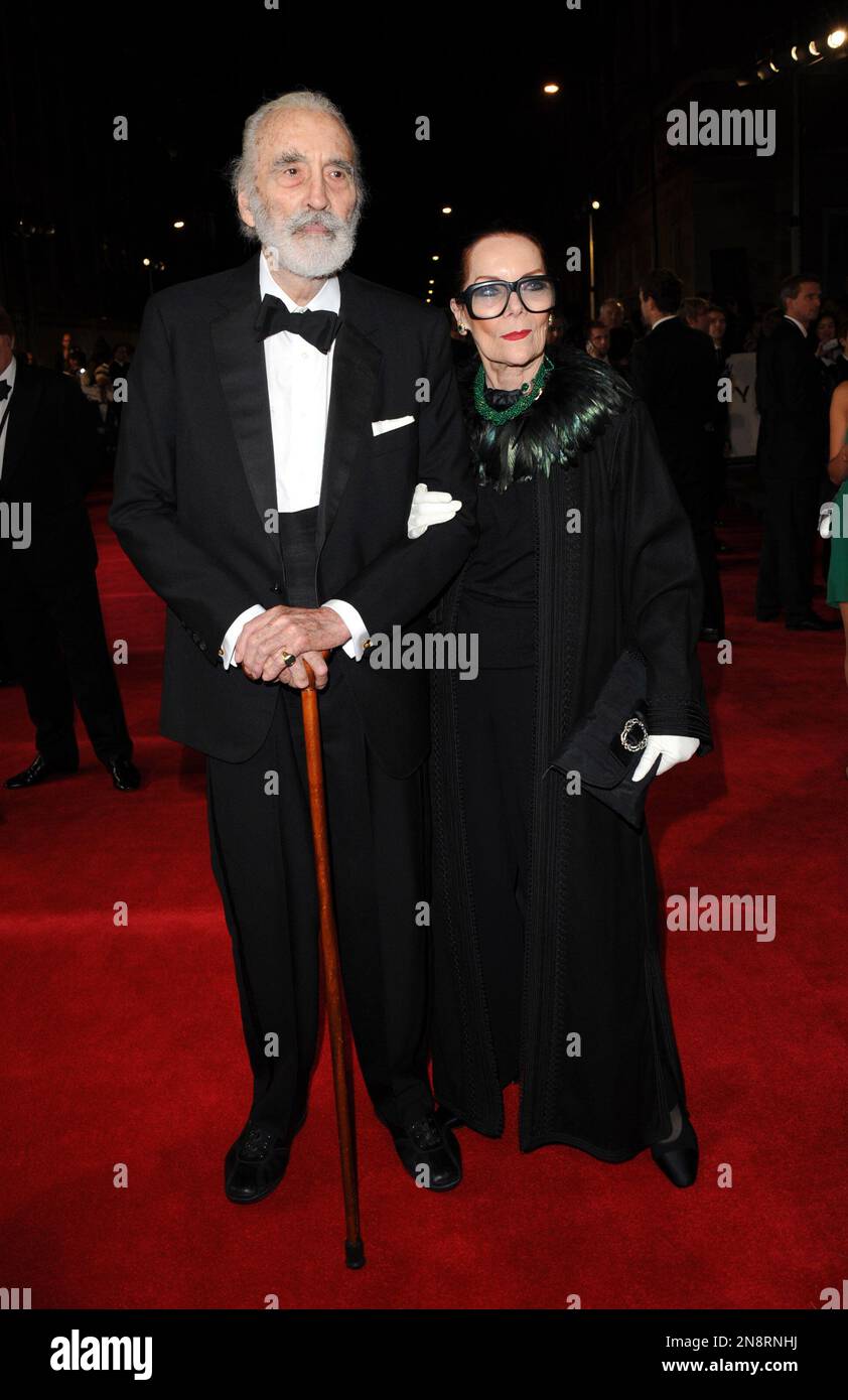 Sir Christopher Lee, Birgit Kroencke arrives at the world premiere of ...