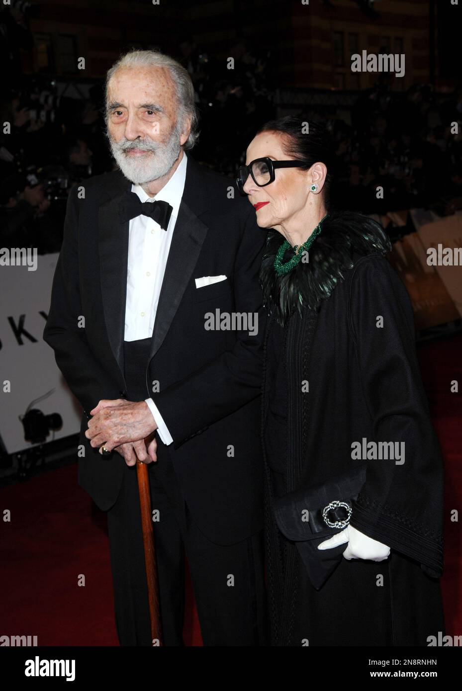 Sir Christopher Lee, Birgit Kroencke arrives at the world premiere of ...