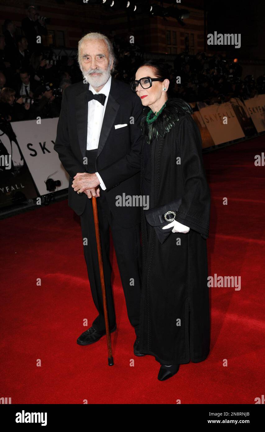 Sir Christopher Lee, Birgit Kroencke arrives at the world premiere of ...