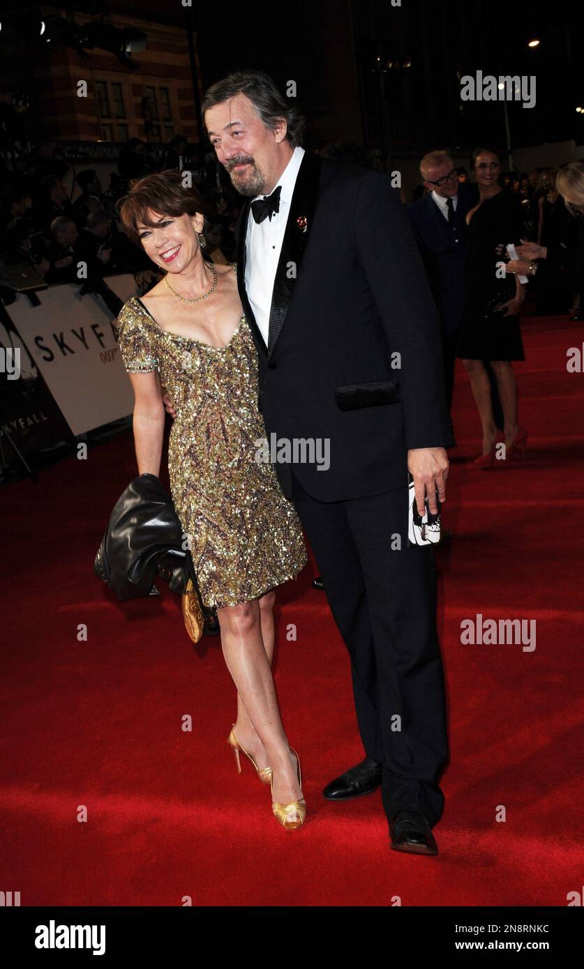 Kathy Lette, Stephen Fry arrives at the world premiere of Skyfall James ...