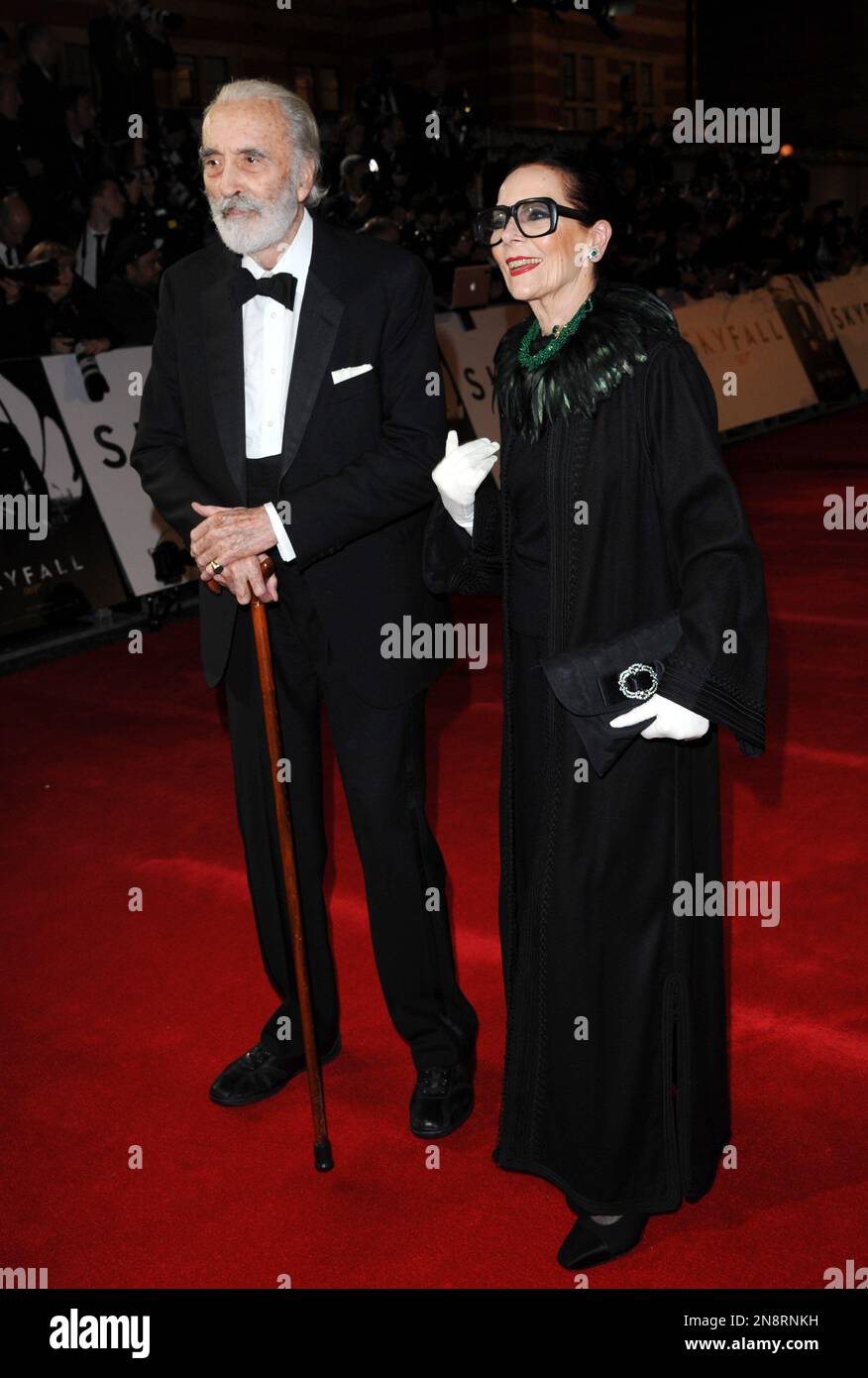 Sir Christopher Lee, Birgit Kroencke arrives at the world premiere of ...