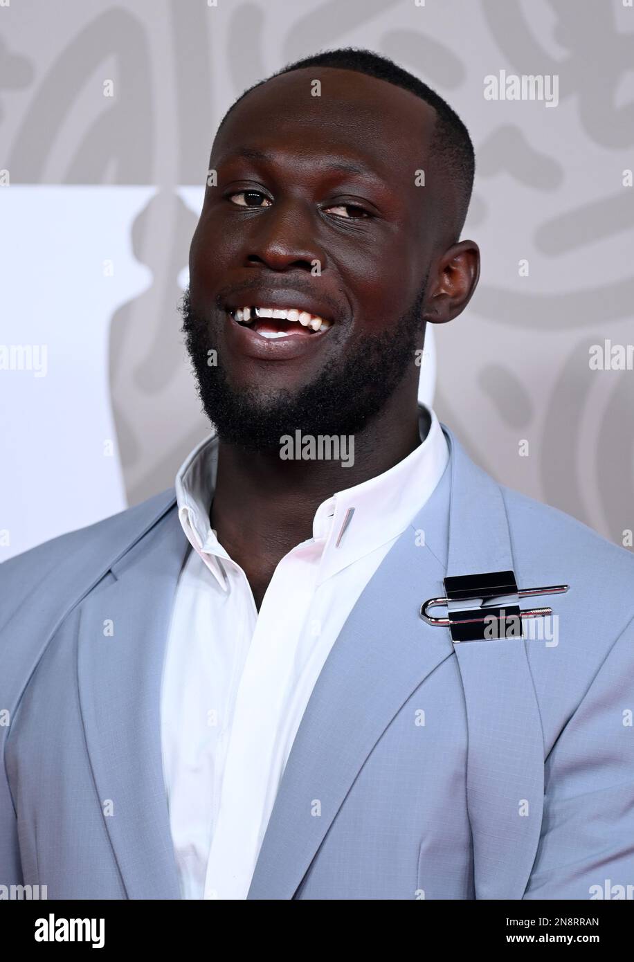 EDITORIAL USE ONLY February 11th, 2023, London, UK. Stormzy arriving at ...