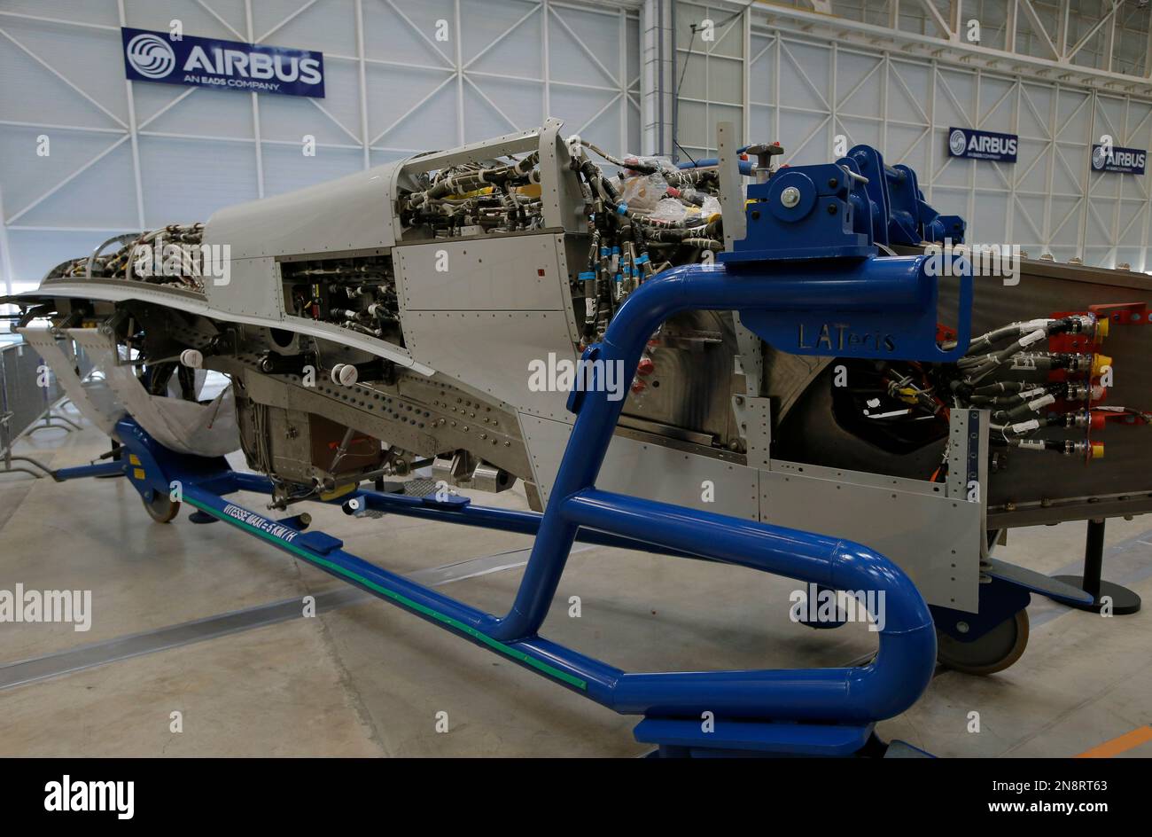 The pylon section which holds the engine under the wing of the first ...