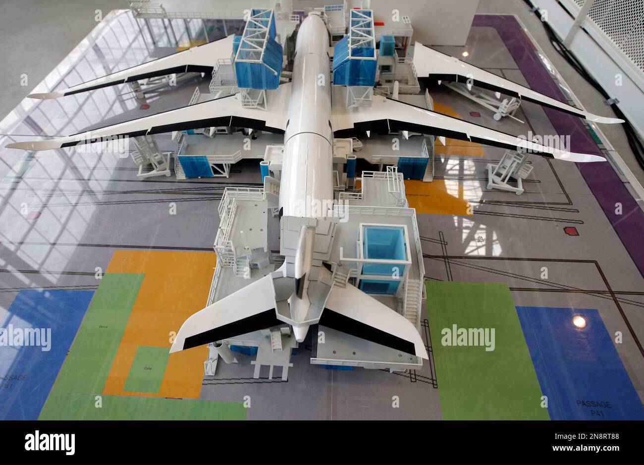 The model of the first Airbus A350 XWB plane is seen on the final ...