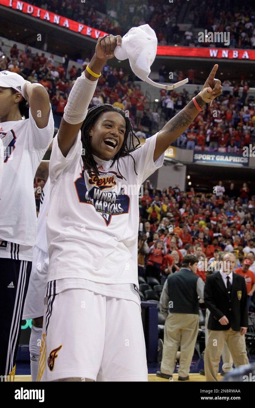Indiana Fever guard Shavonte Zellous celebrates after winning the WNBA ...