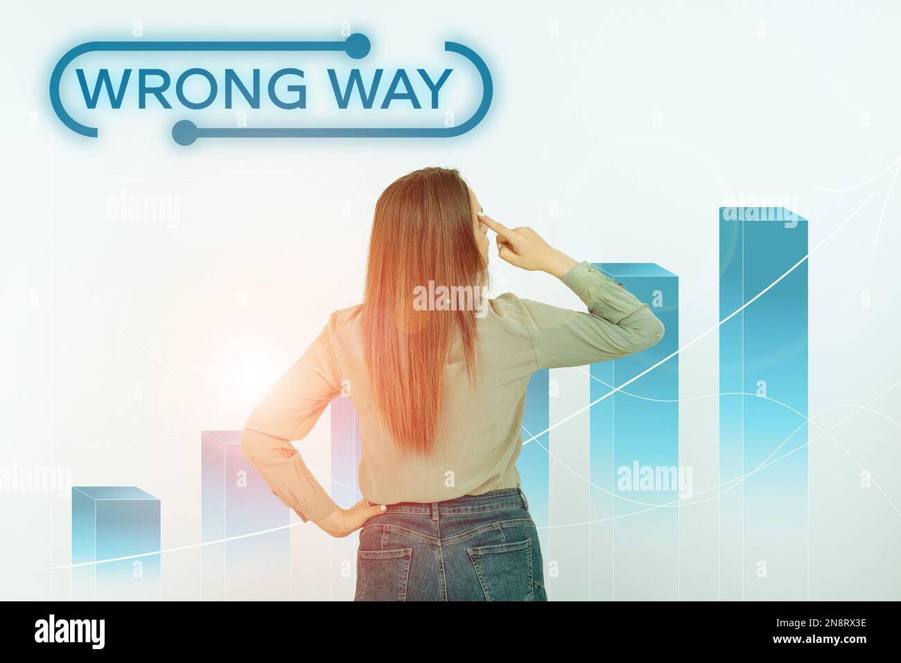 Text caption presenting Wrong Way. Word Written on taking an unsuitable ...