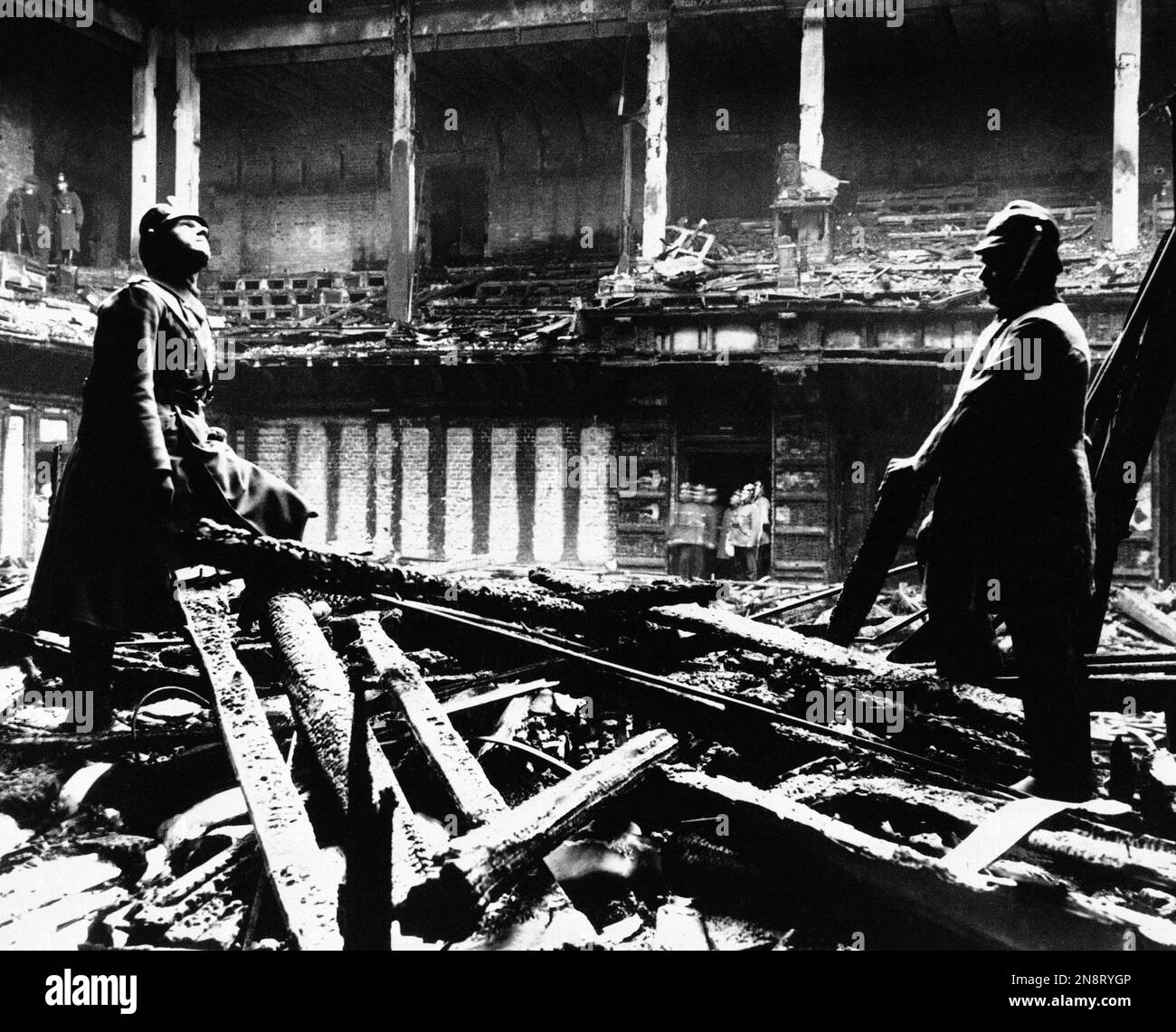 This is a view of the entirely destroyed tribunes of the Reichstag ...