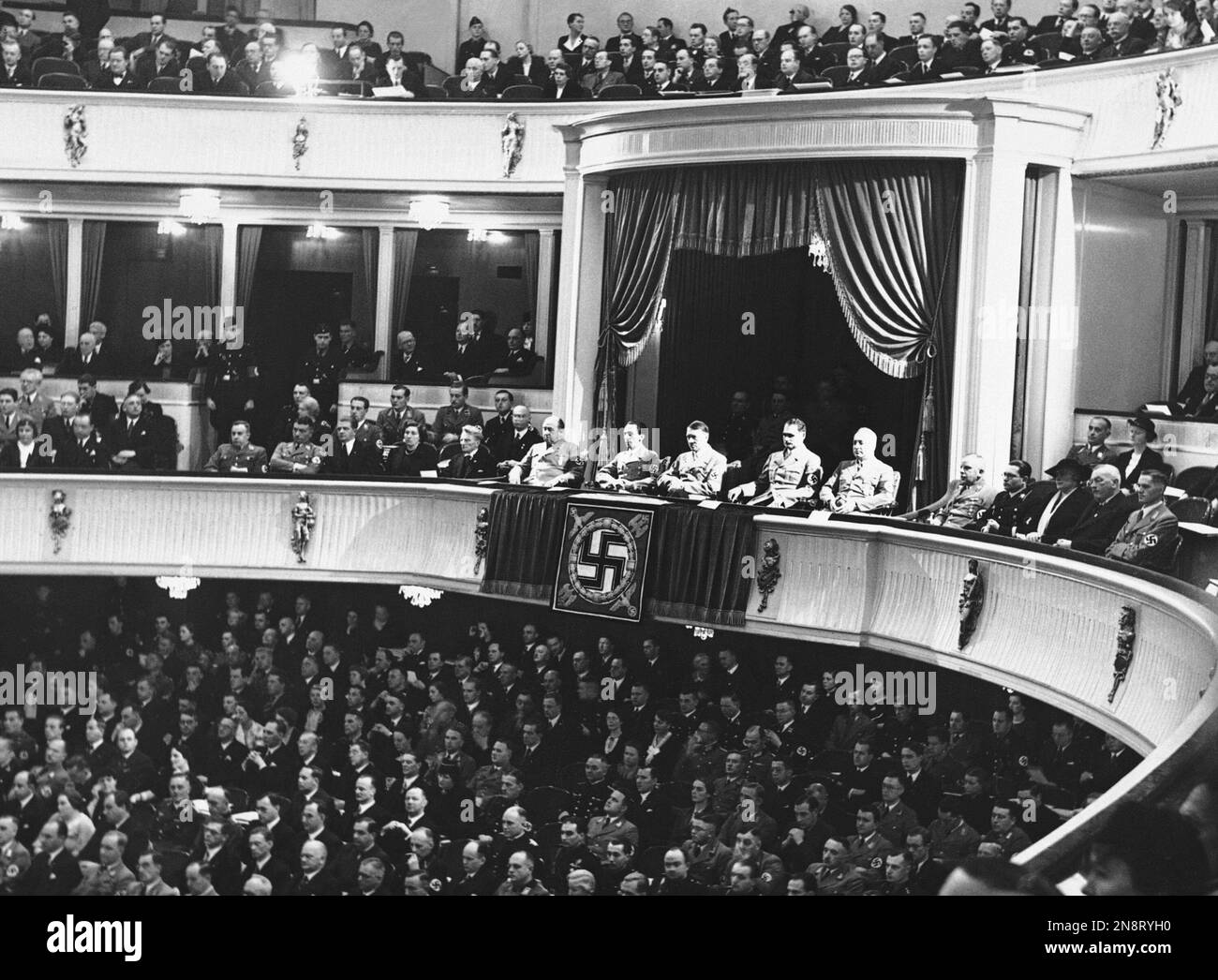 In the governmental balcony of the German Opera house, seated from left ...