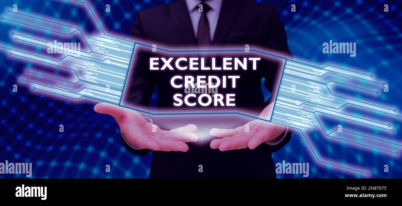 Sign displaying Excellent Credit Score. Business idea person's report ...