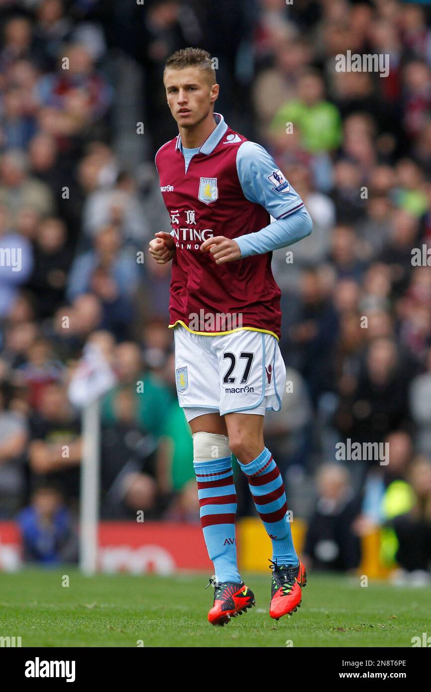 Aston Villa's Joe Bennett plays against Fulham during their English ...