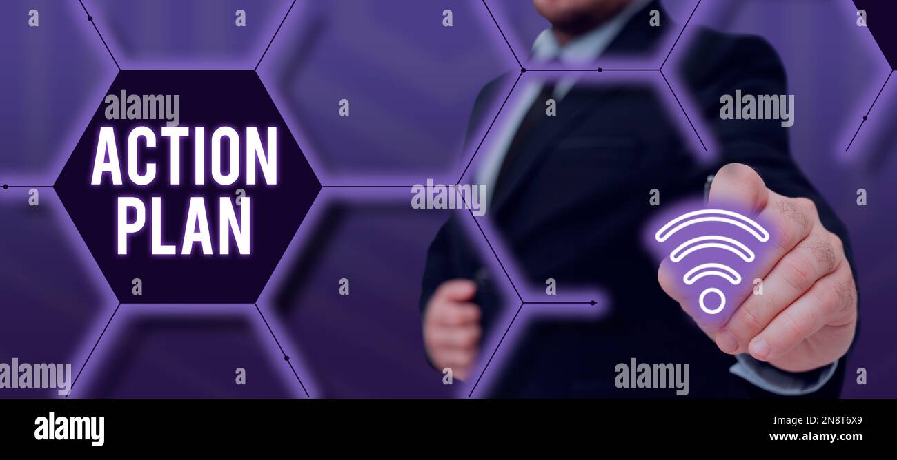 Writing displaying text Action Plan. Internet Concept list of things or schedule to be made thia ...