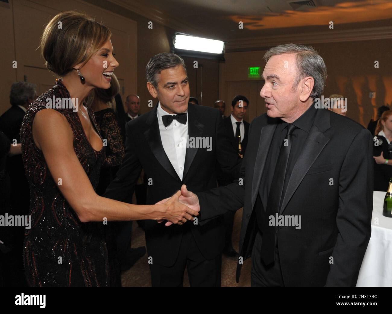 From left, Stacy Keibler, George Clooney, Neil Diamond, and Katie ...