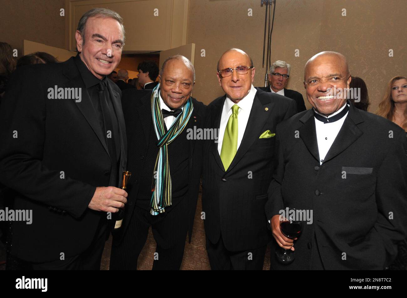 From left, Neil Diamond, Quincy Jones, Clive Davis, and Berry Gordy ...
