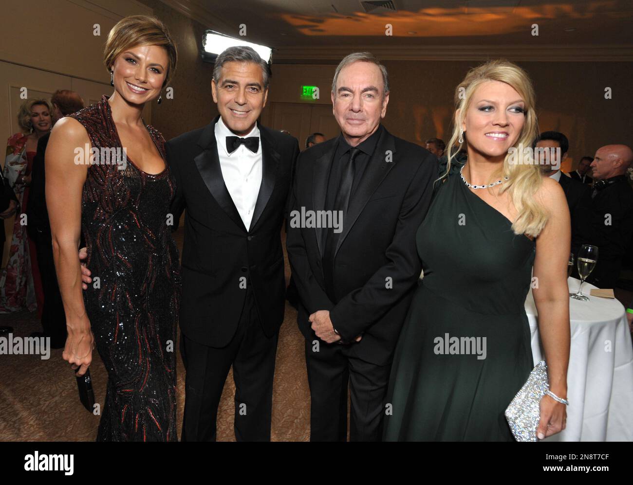 From left, Stacy Keibler, George Clooney, Neil Diamond, and Katie ...