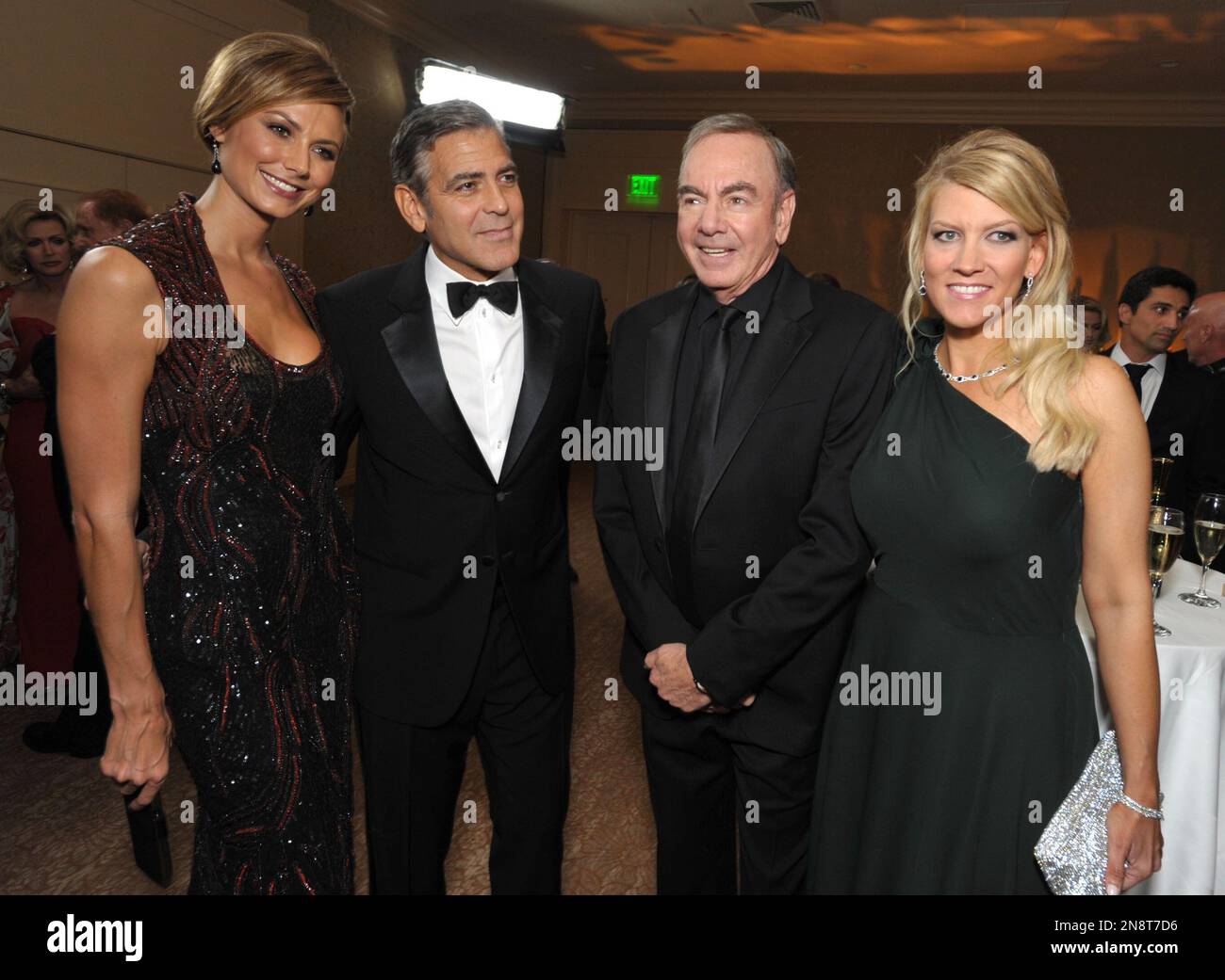 From left, Stacy Keibler, George Clooney, Neil Diamond, and Katie ...