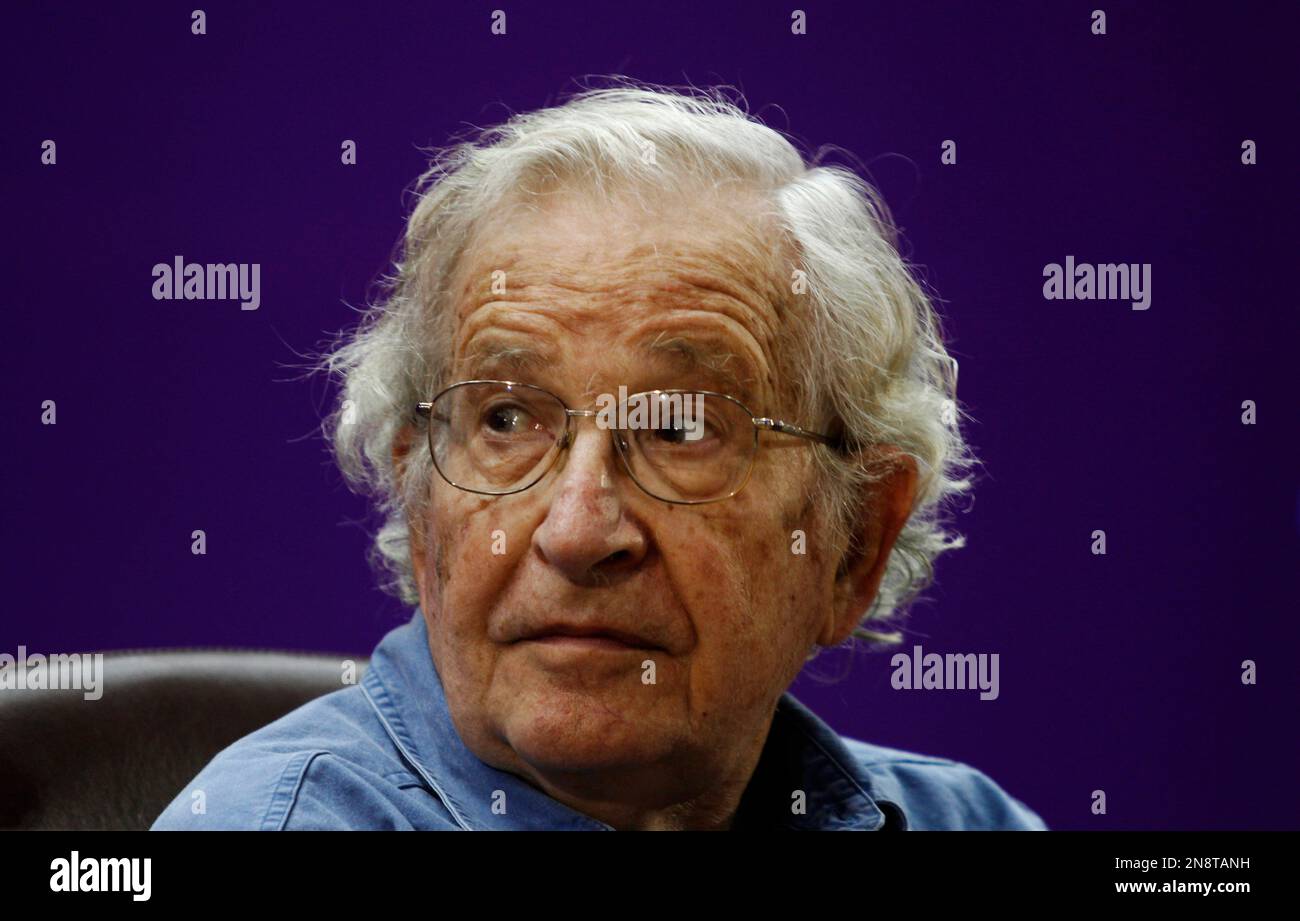Jewish-American scholar and activist Noam Chomsky attends a conference ...