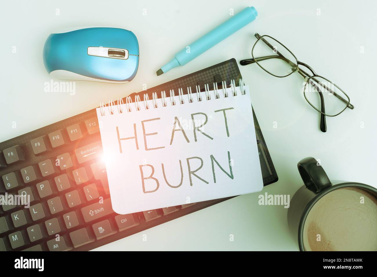 Text sign showing Heart Burn. Internet Concept a burning sensation or ...