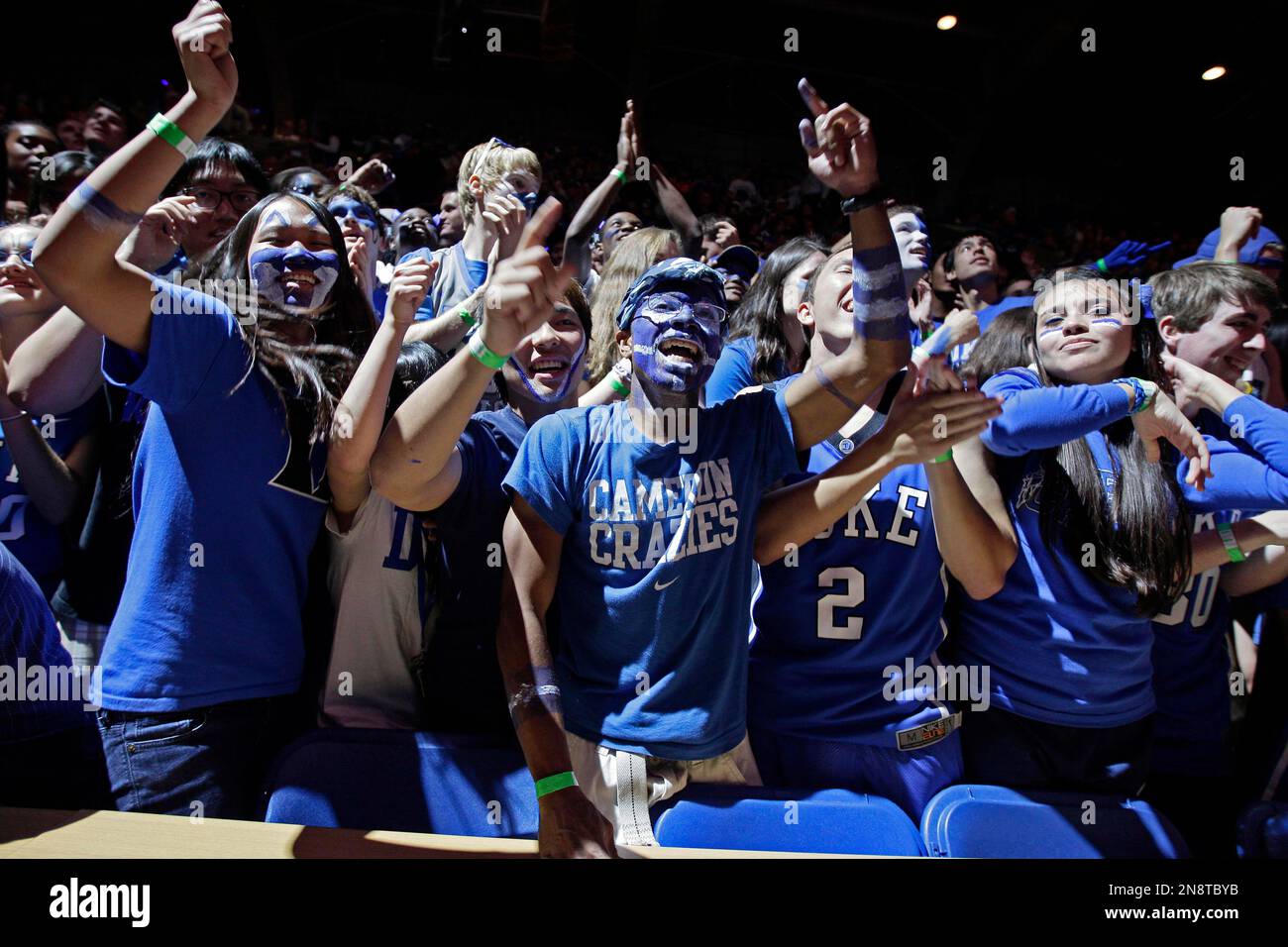 Duke fans, known as Cameron Crazies, cheer during Duke's "Countdown to ...