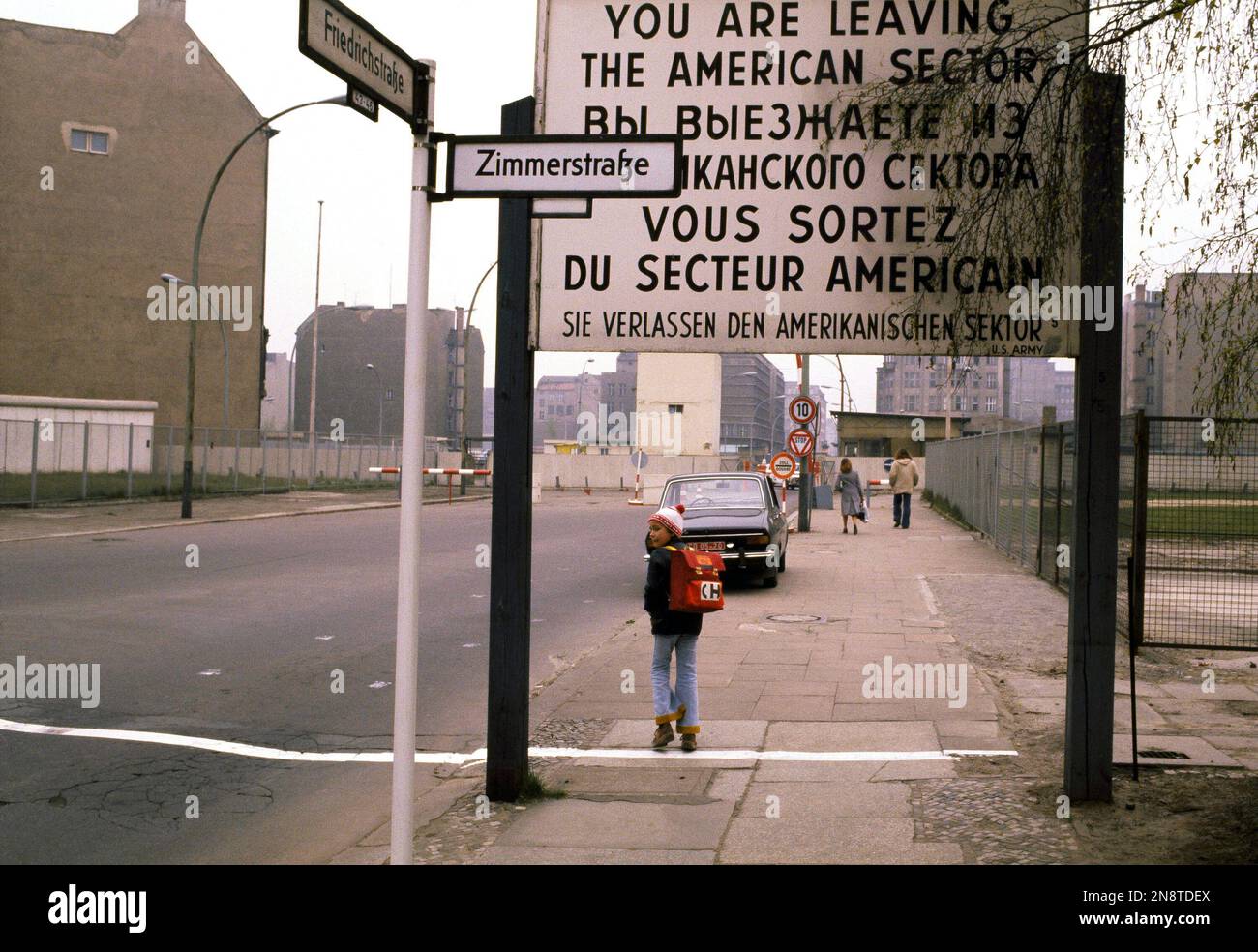 Allied checkpoint showing people leaving the American sector along the ...
